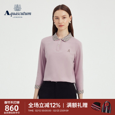 【100%棉】25秋冬新品女格纹POLO