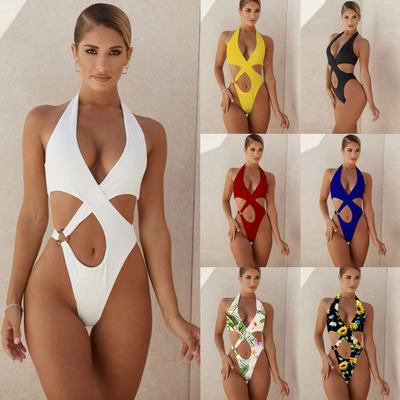 Plus sizes hollow bikini swimsuit欧美大码露背连体泳衣比基尼