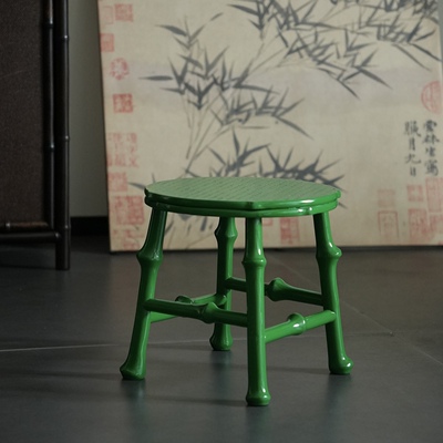 【云糖】筇竹绿色小圆凳家用竹矮凳茶凳家具梳妆凳换鞋凳子小矮几