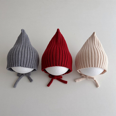 冬款男女宝宝针织毛线尖尖帽