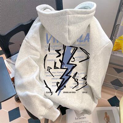 银狐绒聚群韩版宽松连帽卫衣