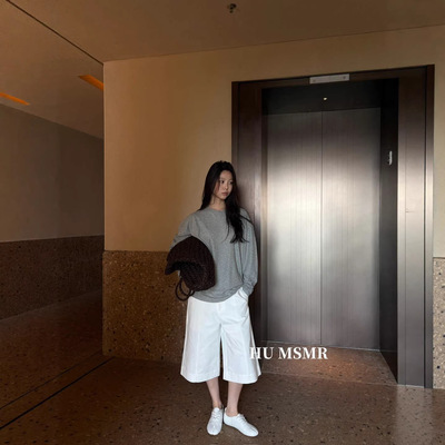 广州十三行HUMSMR春款上新简约百搭直筒七分休闲裤T0216