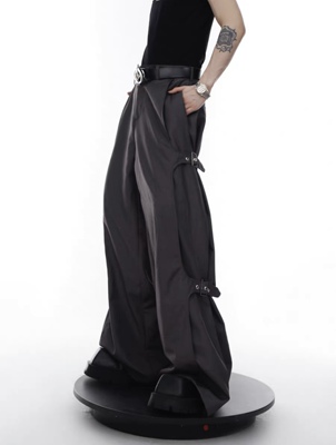 CulturE原创小众解构中性绑带微喇叭休闲裤男阔腿裤可调节西裤潮