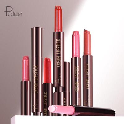 正品ins超火 Pudaier9色滋润漆光口红不沾杯唇釉唇蜜按压唇膏奶油