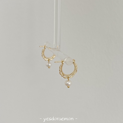甜美百搭天然珍珠法式复古耳环女