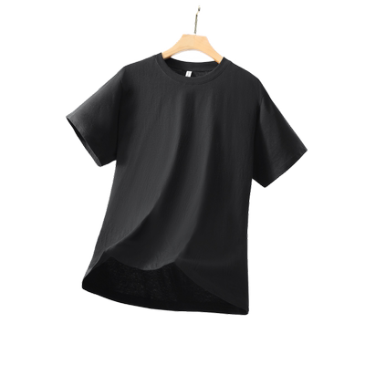 真维斯男士简约纯棉黑色短袖T恤