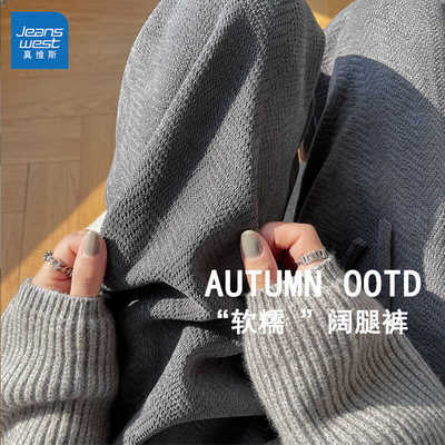 2024新款加绒阔腿裤真维斯高腰