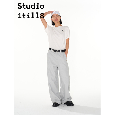 Studio1till8苹果刺绣牛仔裤