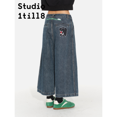 Studio1till8牙刷刺绣牛仔裤