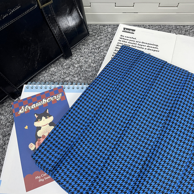 明日同学自制JK千鸟格TR超柔顺垂格裙制服花绀色百褶半身裙