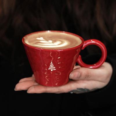 小红杯圣诞树咖啡杯马克杯