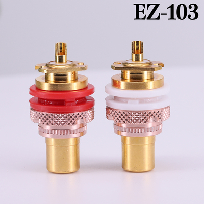 EIZZ全新 音频信号插座 磷青铜镀金 RCA莲花座  AV母功放接线端子