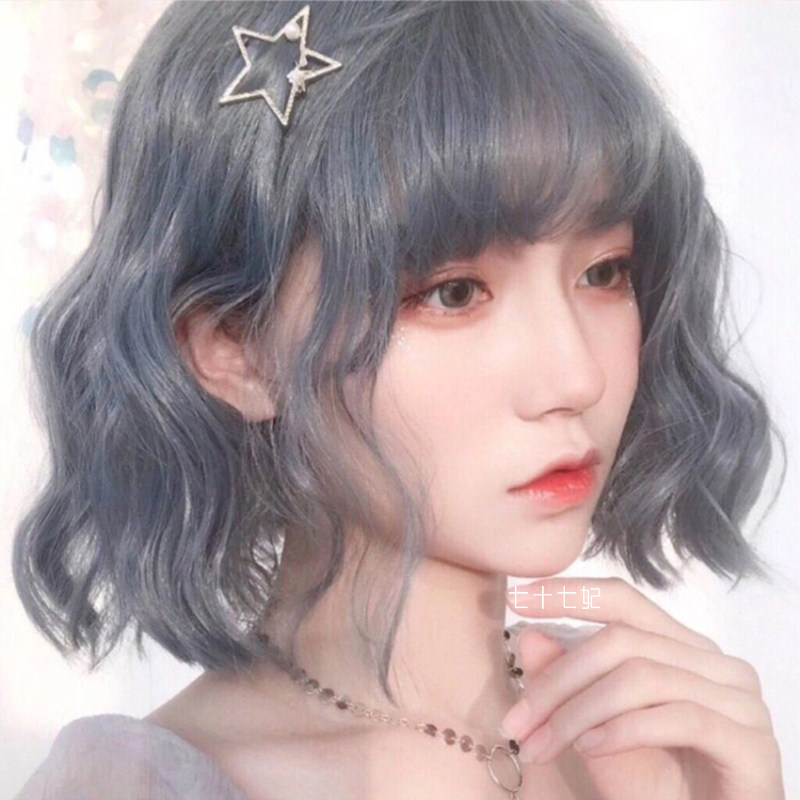Lolita洛丽塔假发女梨花卷羊毛卷圆脸可爱软妹LO娘空气刘海短卷发