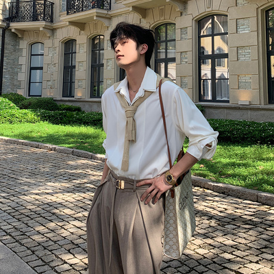 Hualun假两件男士长袖衬衫