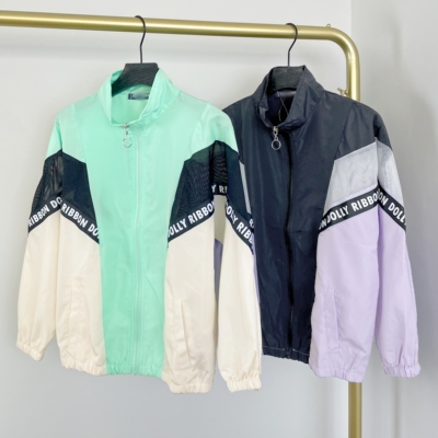 B2183日单新款男女童网眼布拼接立领外套薄款舒适运动休闲上衣