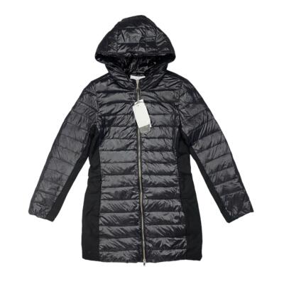 K3013外贸新款女装拼接连帽显瘦薄款羽绒服保暖修身中长款羽绒衫