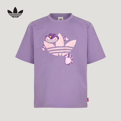 adidas阿迪达斯三叶草迪士尼柴郡猫联名短款半袖女短袖T恤KY8306