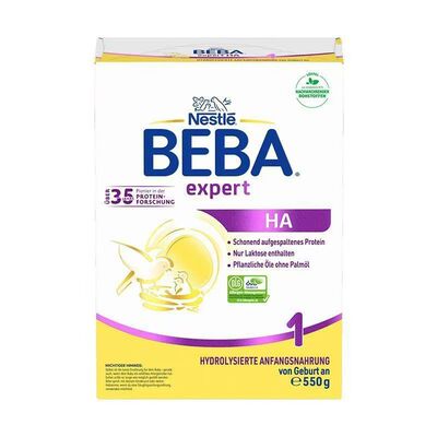 26.8月雀巢BEBA贝巴低敏配方水解奶粉expert HA1段 550g/盒