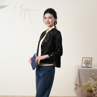 布符新中式孔雀开屏满绣女外套
