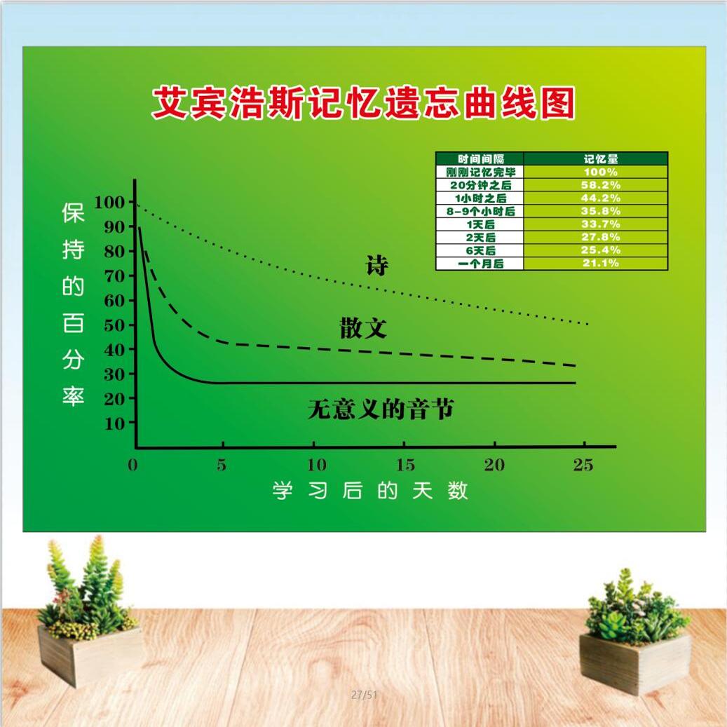 学生学习艾宾浩斯脑部记忆遗忘曲线图挂画墙贴海报印制展板写真