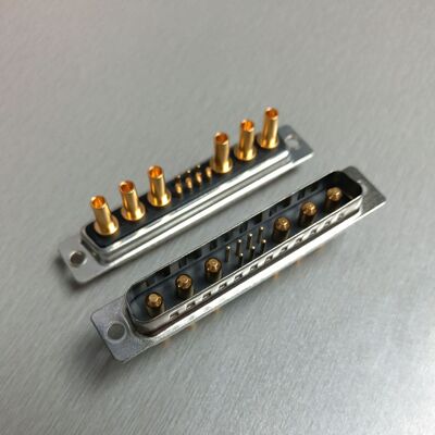 D-SUB混合大电流13W6打线式公座 军工级插头 7+6压线式插座连接器