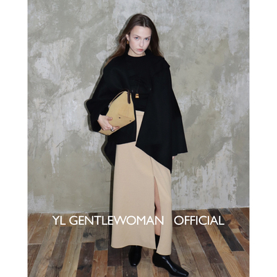 YL Gentlewoman双面羊毛蝙蝠袖大衣宽松慵懒短款毛呢外套