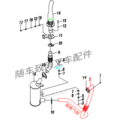 杭叉XR10010吨叉车前排气管