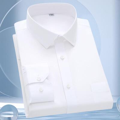 春务白秋轻奢商年男士长中5518-YJ袖衬衫抗皱免烫上班领职业正装