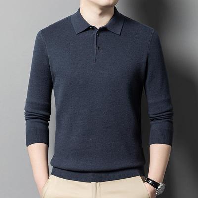 冬中年士纯羊季毛衫四平绒加厚休闲翻领套男头86533-BN保暖毛衣衫