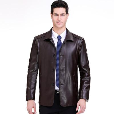 海年宁春季薄款绵皮羊衣男中秋男士翻1978-0领扣子款夹克爸爸装外