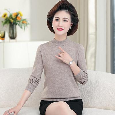 品牌女中老年妈毛妈659装毛衫半高领秋冬加厚短羊款羊毛内搭打底
