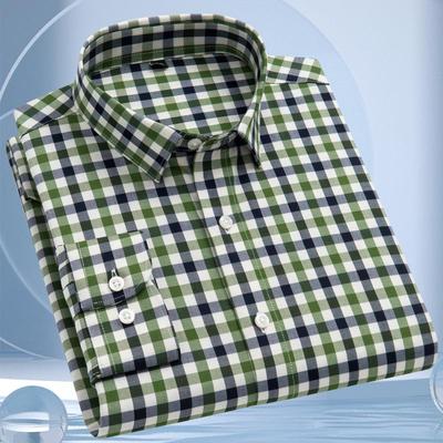 男长188-37-Y式新款春装中年袖格子衬衫品牌男装高档男士正衬装衫