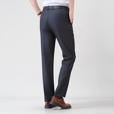 西中老年男休士闲裤夏季薄款商务装裤弹2105-DB力休闲直筒免烫爸