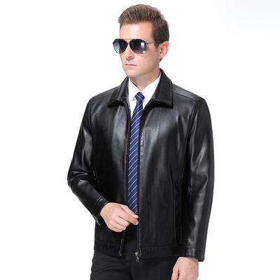 高皮衣男冬新款绵羊皮夹克外套中8866-0领老秋年翻爸档爸装