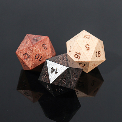 d20面木质榉木跑团骰子COC二十面筛子桌面游戏DND6数字色子多面体