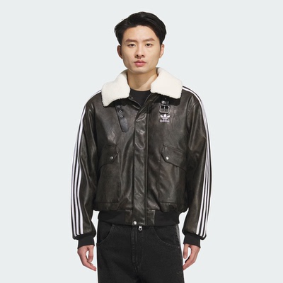 adidas/阿迪达斯三叶草男子保暖可拆卸翻毛领运动夹克棉服KF3691