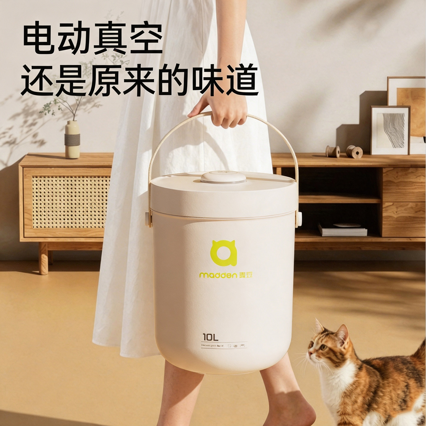 madden真空储粮桶猫粮储存桶密封防潮电动智能宠物粮食狗粮密封桶