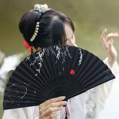Folding Hand Fan Vintage Silk Bamboo Fans Chinese Hand Fans