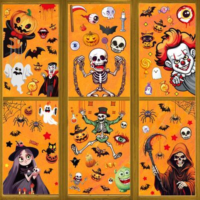 Halloween Window Sticker Ghost Pumpkin Witch Glass Stickers