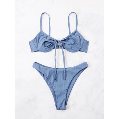 2026 Push Up Bikini Women Tie Front Swimsuit Sexy Underwire