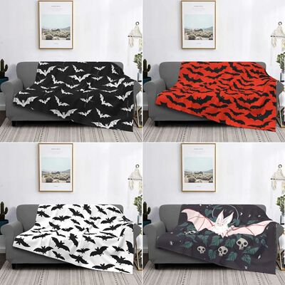 Bats Pattern Throw Blanket Halloween Goth Fleece Flannel Lig