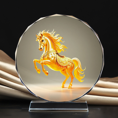 一马当先马到成功摆台水晶摆件办公桌面工艺品新年吉祥装饰品定制