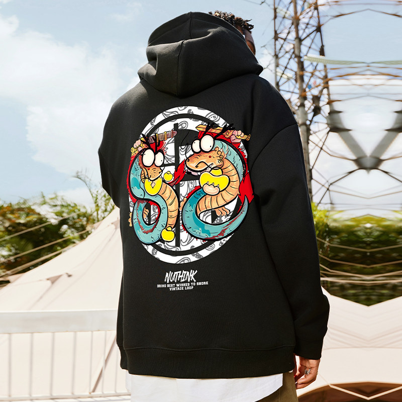 NUTHINK X一条好龙联名龙年本命年红色连帽卫衣男国潮春季外套潮_虎窝淘