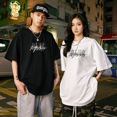 Nuthink字母印花美式复古T恤男女