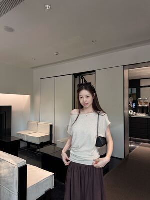 oker章壳儿正品～斜肩短袖t恤莫尔代棉百搭休闲26夏季新款A1009