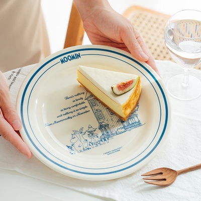 正版授权姆明Moomin餐具zicco联名复古蓝白配色圆盘小碗森屿小屋