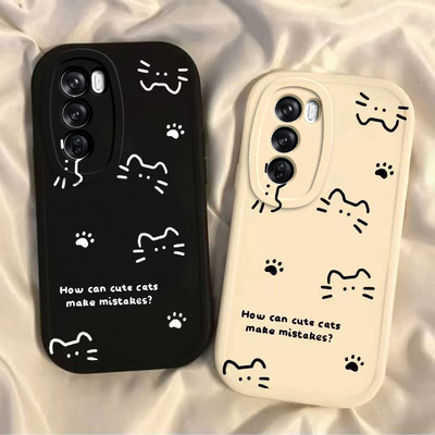 OPPOReno12手机壳OPPO新款Reno12Pro5G套OPPORone125G硅胶OPPOReon全包防摔OPPORneo男女OPP0PP0PPO线条猫咪