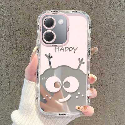 适用vivoy100i手机壳新款Y100/y200i可爱y53s保护套vovoy52s全包y31s标准版防摔y33sy32t/y30g/y93女镜面煤球