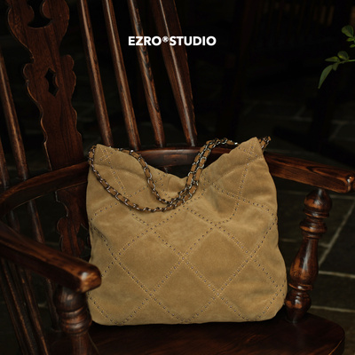 EZRO磨砂牛皮单肩手提链条托特包