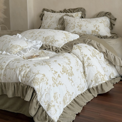 法式复古加厚雕花牛奶绒四件套冬